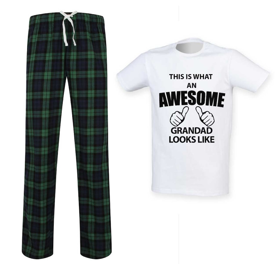 Grandad Tartan Pajamas Awesome Grandad Pj's Pyjamas Fathers Day Tartan ...