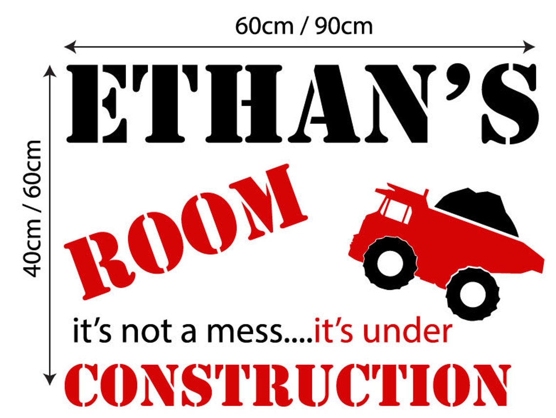Personalised Under Construction Wall Decal Sticker Boys | Etsy