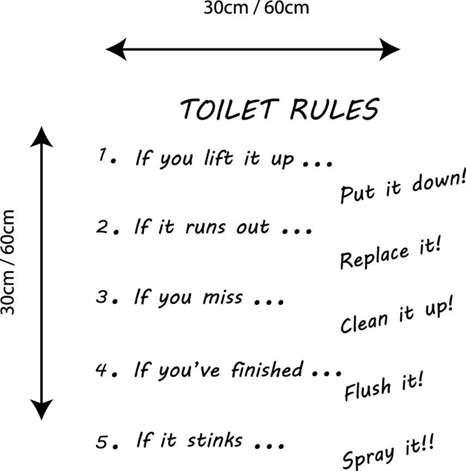 Bathroom Wall Decal Toilet Rules Sticker Children Kids Men - Etsy