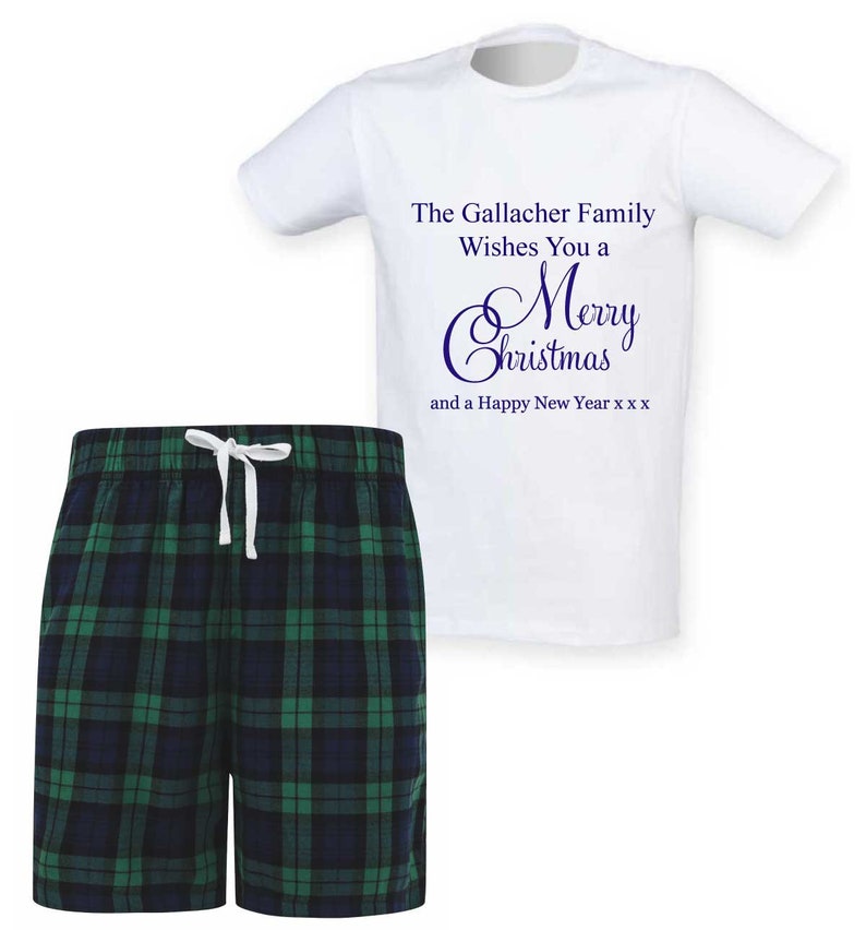 Mens Merry Christmas Tartan Pyjamas Personalised Family - Etsy