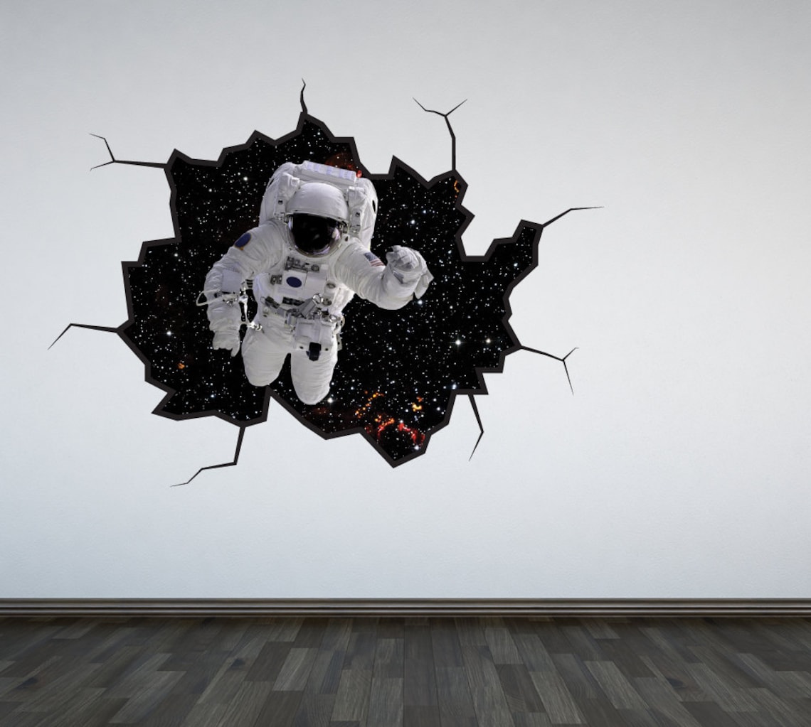 Astronaut Wall Decal Outer Space Sticker Mural Outer Space | Etsy