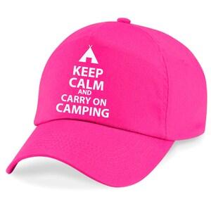 Adults Keep Calm and Carry on Camping Baseball Cap Various Colours ...