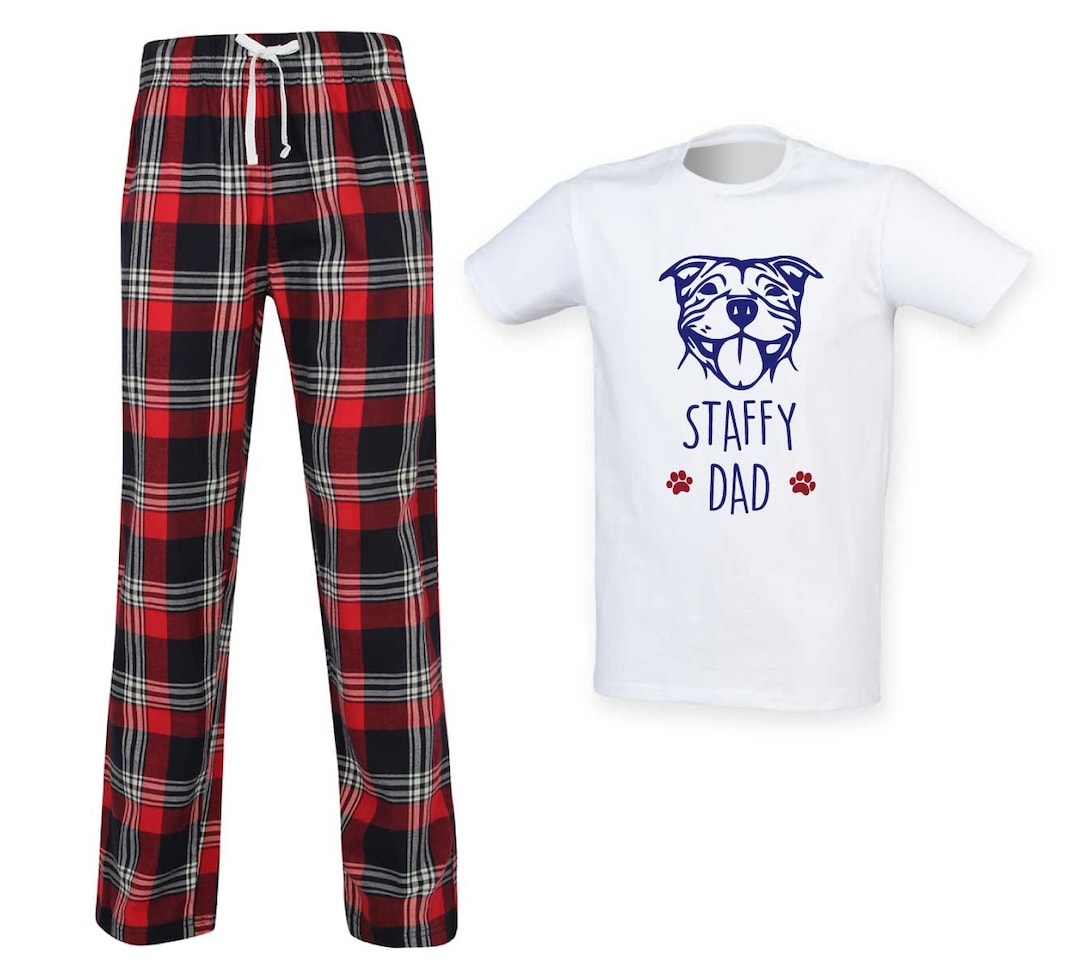Staffy Dad Tartan Pyjamas Staffordshire Bull Terrier Pet Pj's Pajamas ...