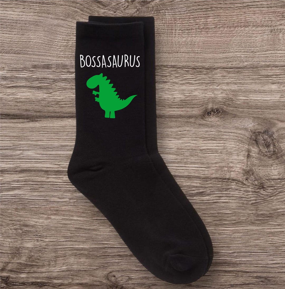 Mens Boss Dinosaur Socks Bossasaurus Work Socks Funny Boss Gift for Men ...