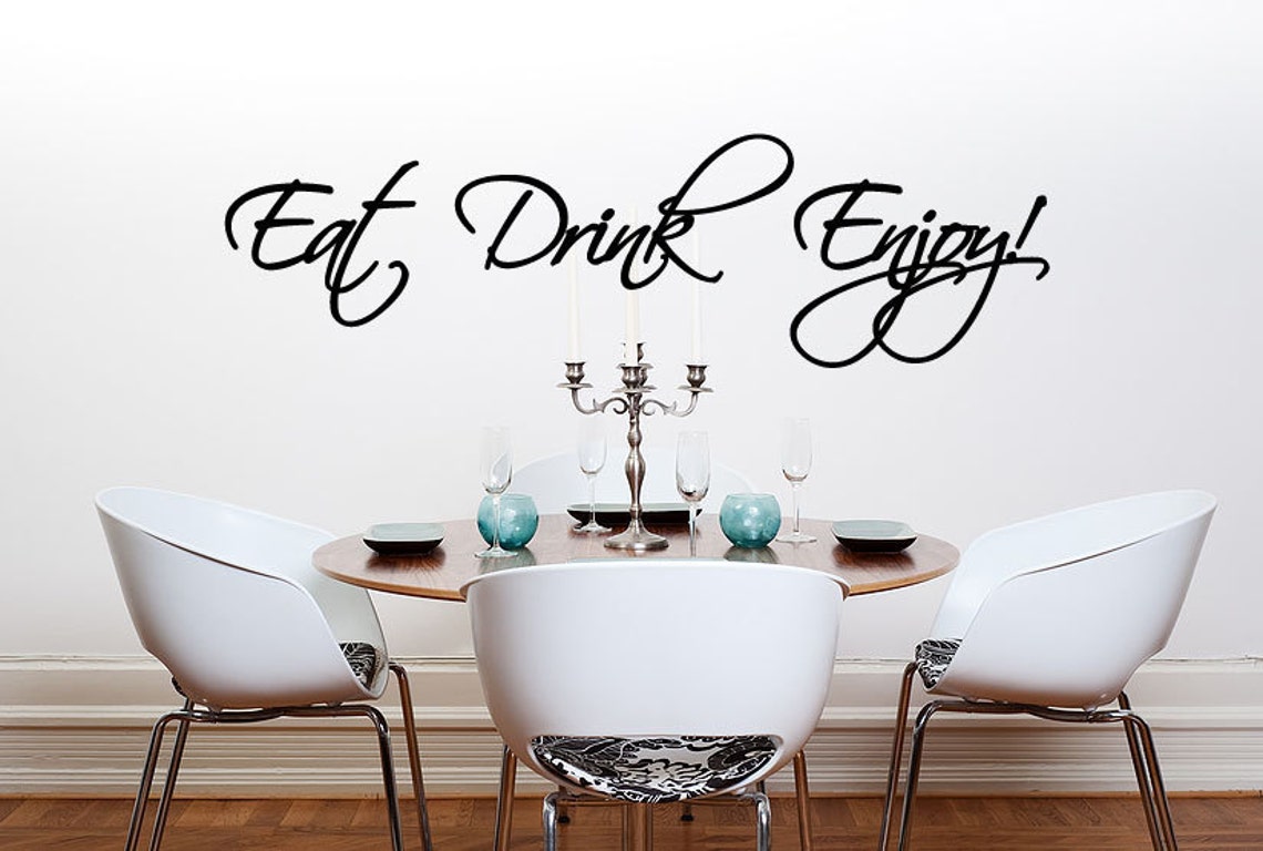 Eat Drink Enjoy Wall Decal Kitchen Wall Sticker Words Dining Room Diner ...