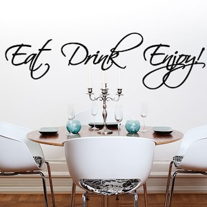 Eat Drink Enjoy Wall Decal Kitchen Wall Sticker Words Dining Room Diner ...