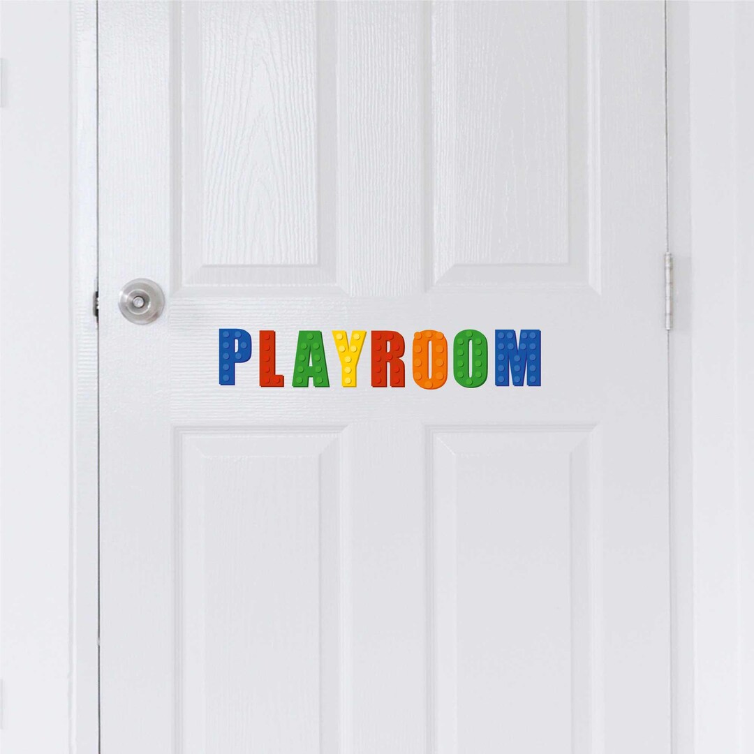 Building Block Door Sticker | Playroom Sign Your Text Vinyl Children's ...