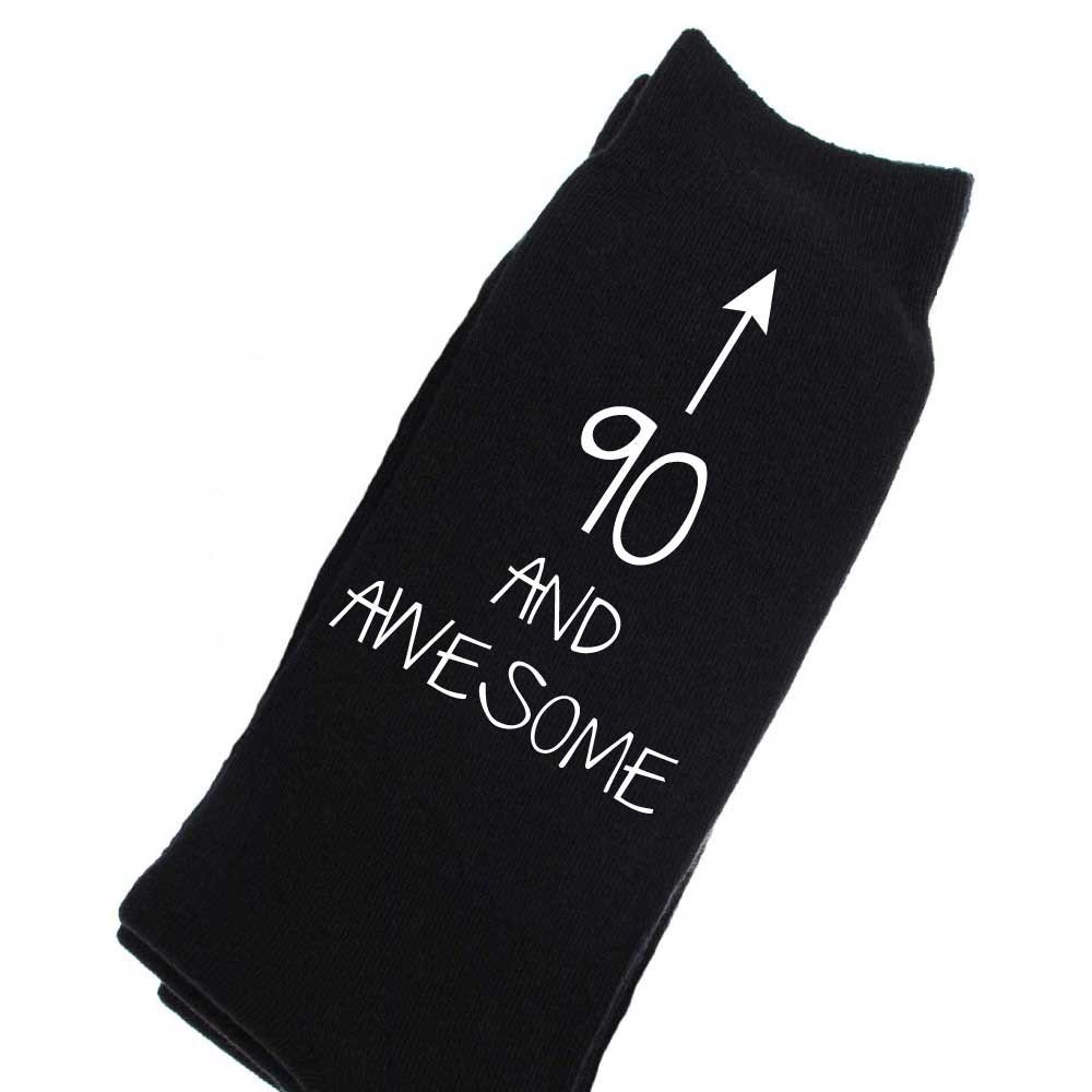 90th Birthday Socks Mens Black Socks 90 and Awesome Present | Etsy
