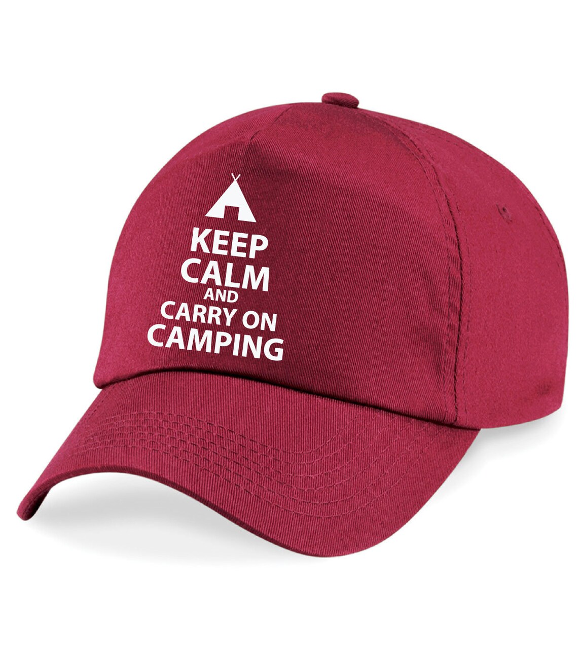 Adults Keep Calm and Carry on Camping Baseball Cap Various Colours ...
