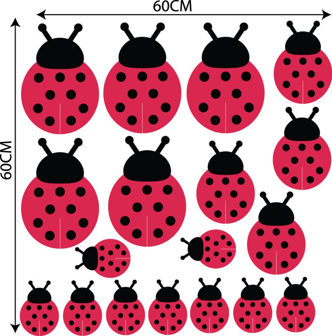 Ladybird Fabric Wall Stickers Lady Birds Lady Bug Set of 18 - Etsy