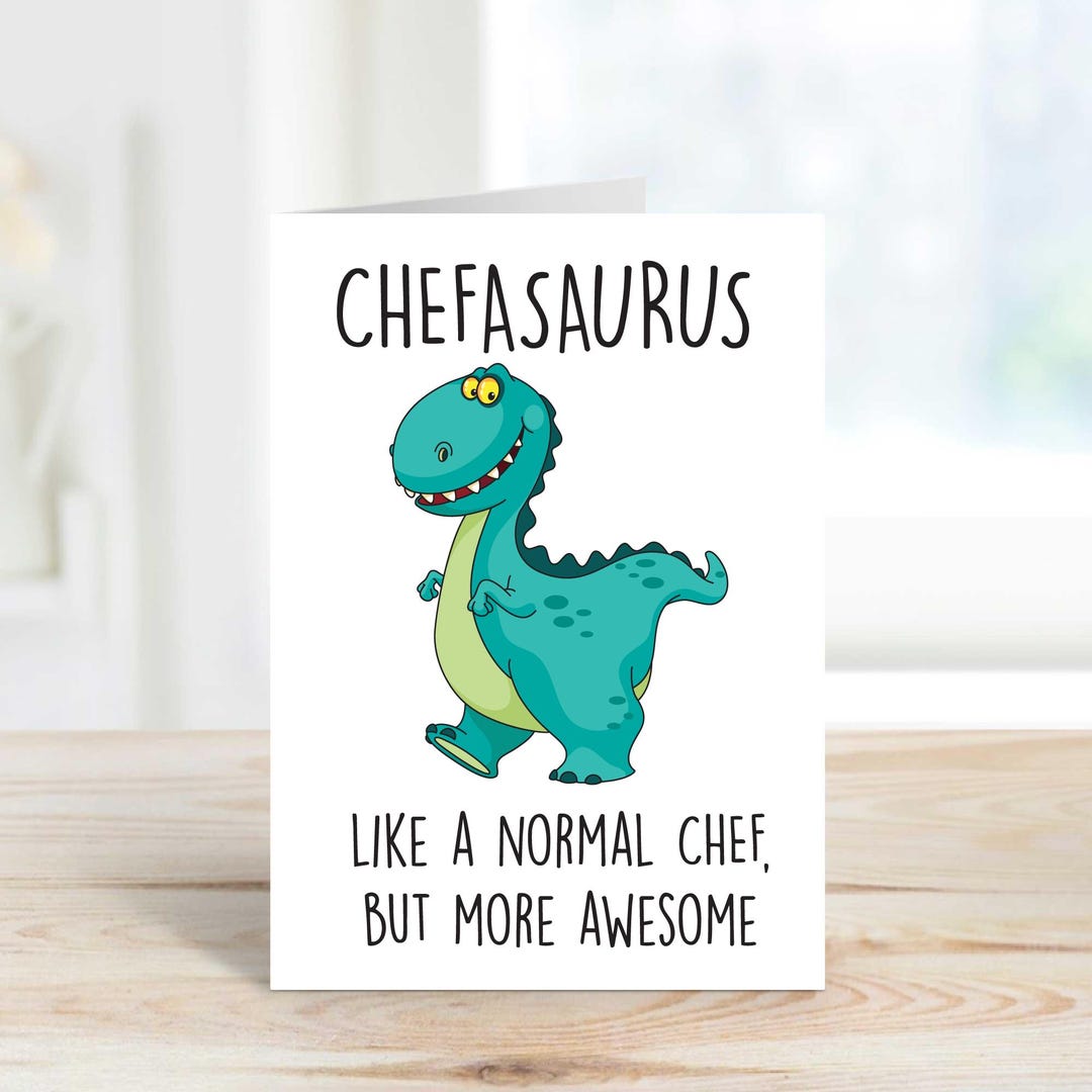 Chef Dinosaur Card Chefasaurus Greeting Birthday Card Fathers Day - Etsy