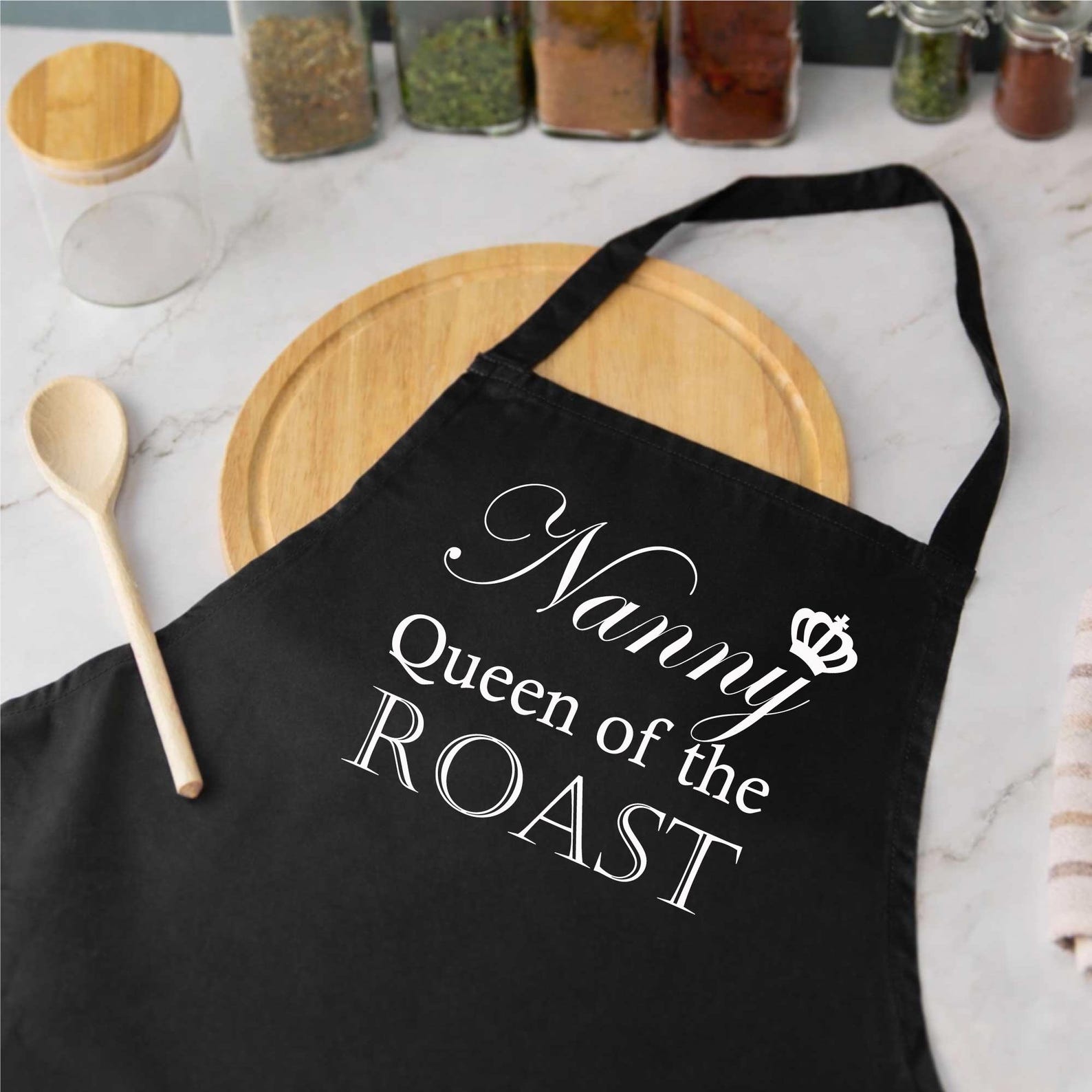 Nanny Apron Nanny Queen of the Roast Apron Black Mothers Day Birthday ...