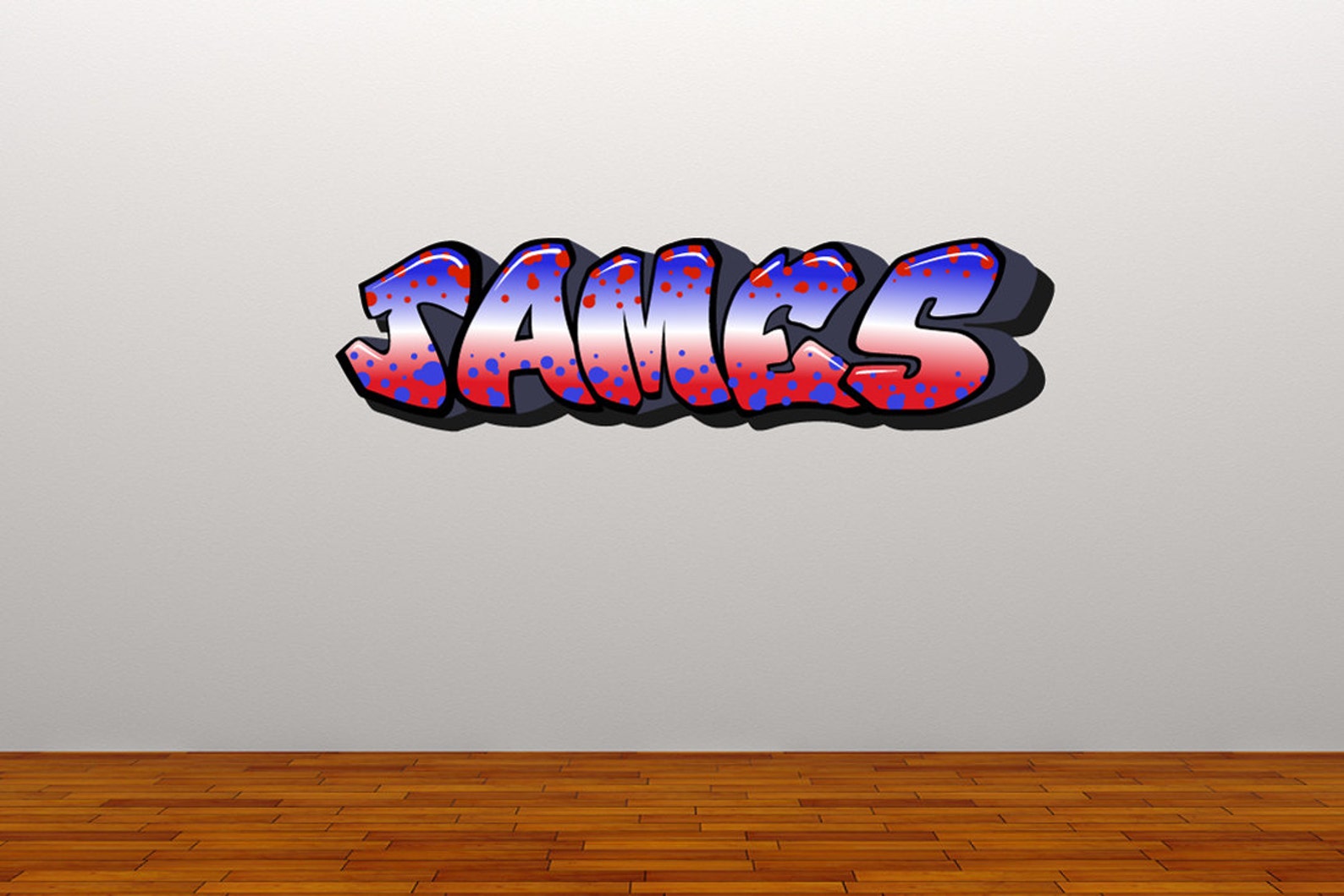 Personalised Graffiti Name Decal Red White Blue Full Colour Kids Wall ...