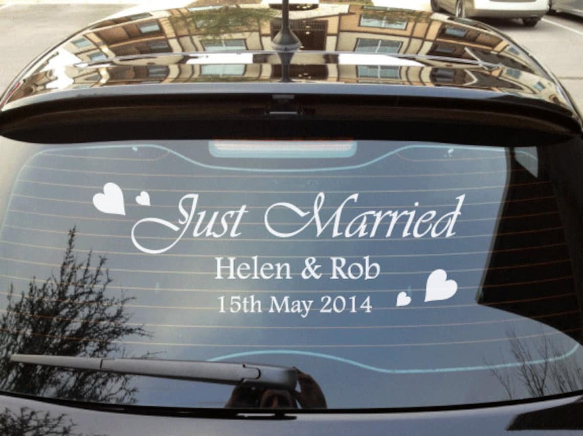 Personalised Just Married Wedding Decal Name and Date Sticker - Etsy UK