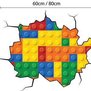 Building Block Bricks Wall Decal Colour Kids Bedroom Sticker Playroom ...