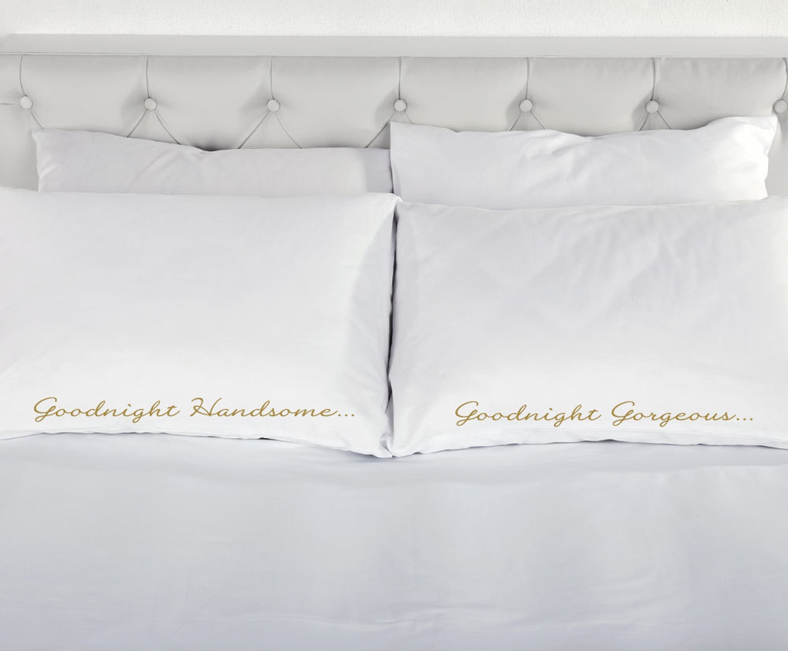 Goodnight Handsome Goodnight Gorgeous White With Gold - Etsy
