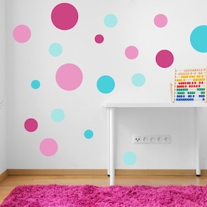 Spot Decals Pink Turquoise Aqua Polka Dot Wall Stickers Nursery Baby ...