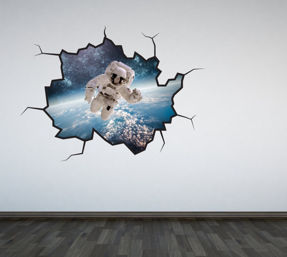 Astronaut Wall Decal Outer Space V2 Sticker Mural Outer Space - Etsy