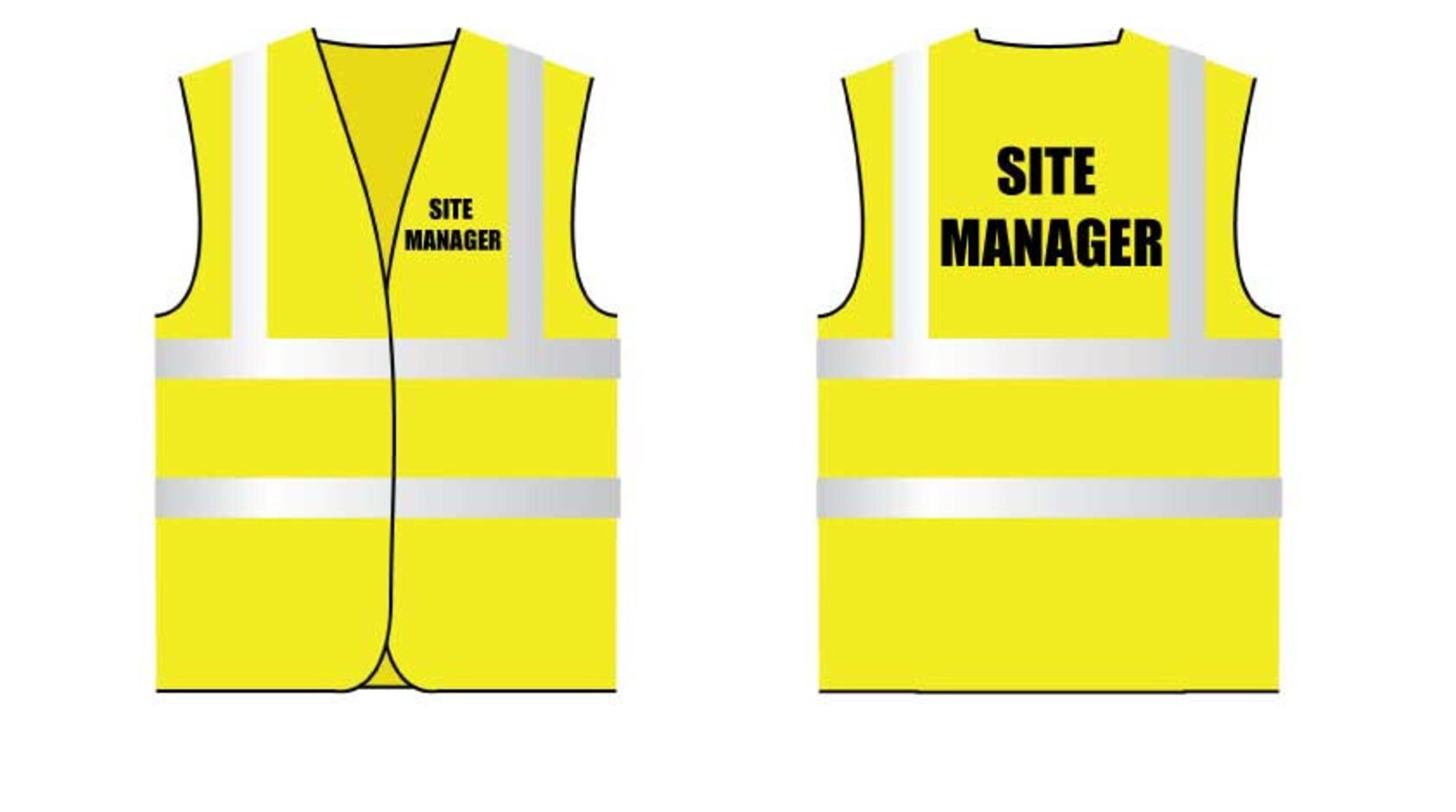 Hi Viz Vest Yellow Site Manager Front and Back Safety Vest Reflective ...