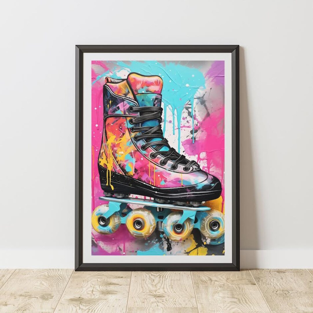 Pop Art Print Colourful Urban Roller Blade Skates Wall Poster for ...
