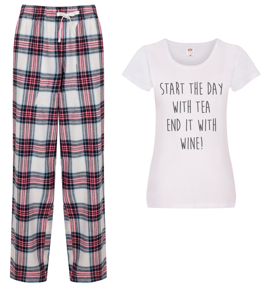 Ladies Wine Pyjamas Start the Day With Tea End It With Wine | Etsy