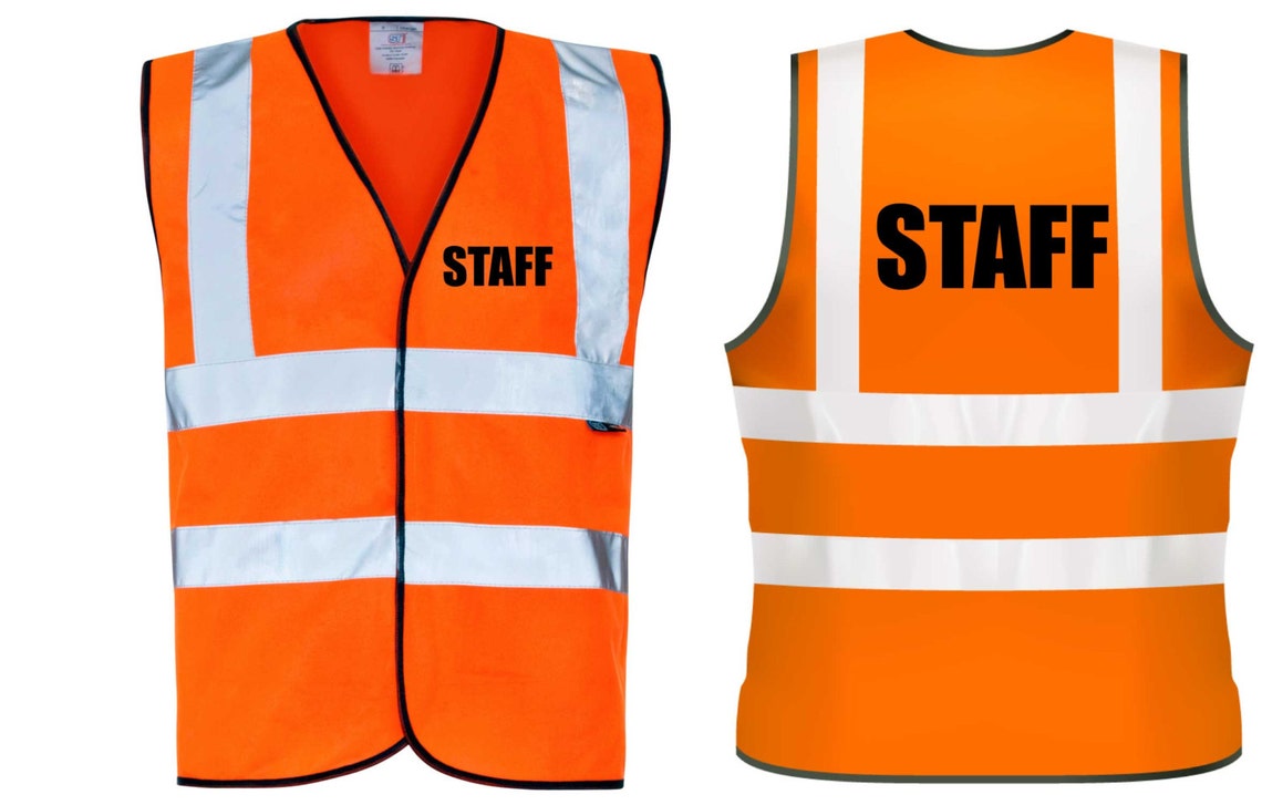 Hi Viz Vest Staff Front and Back Safety Vest Reflective Site - Etsy
