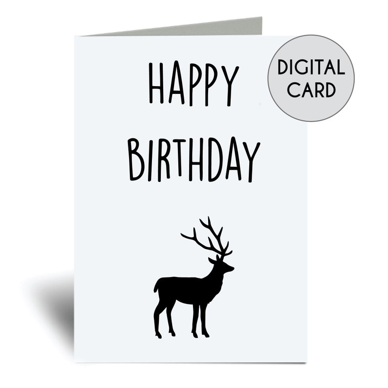 Printable Happy Birthday Deer Dear Card Digital Download - Etsy