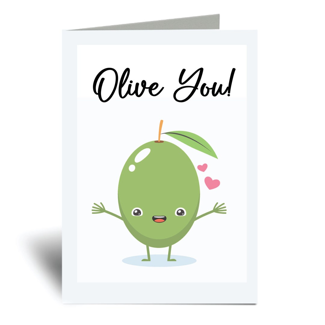 Olive You Card I Love You Cute Funny Greeting Birthday Card Valentines ...