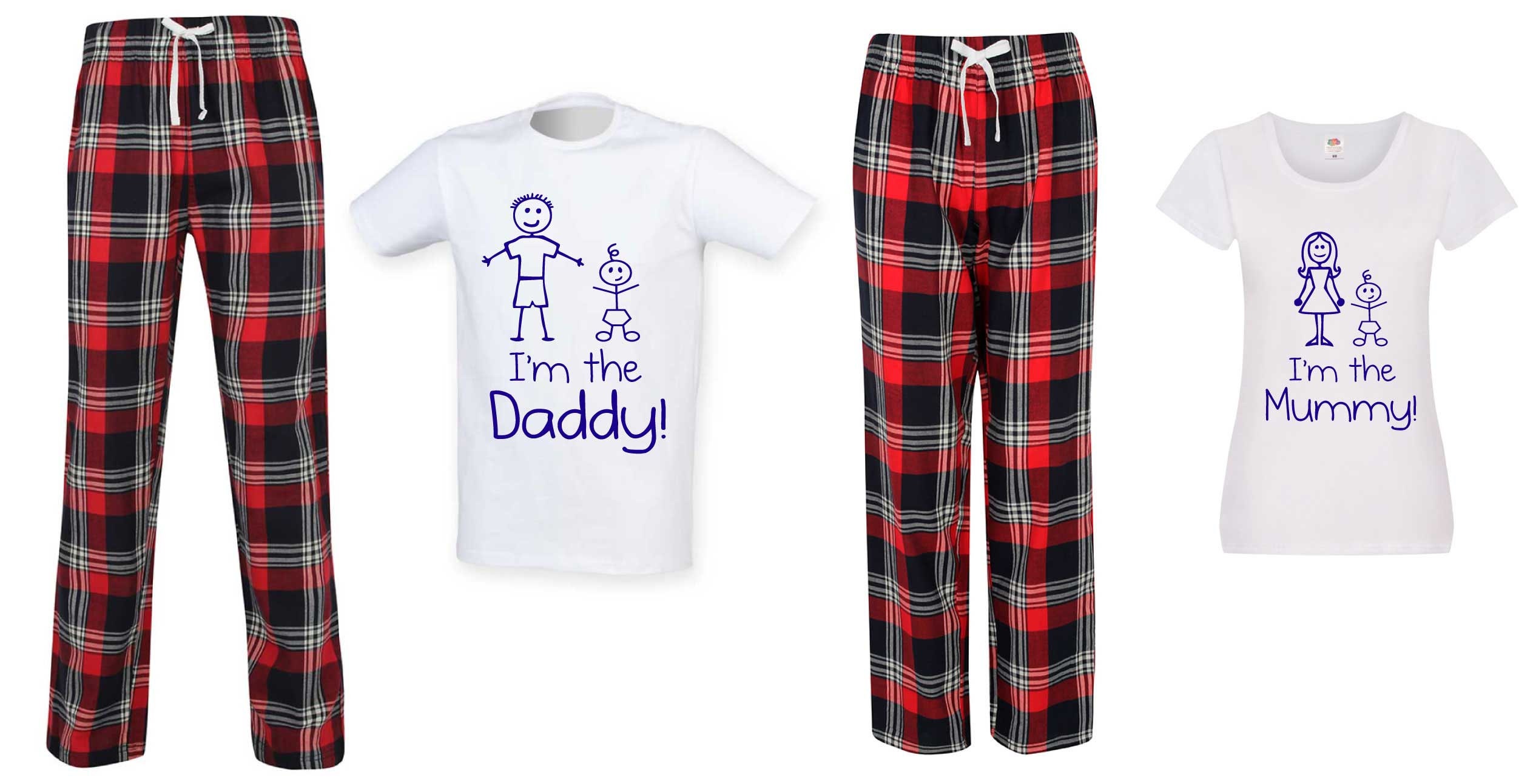 Couples Mummy Daddy Pyjamas I'm the Mummy I'm the Daddy Family Red ...
