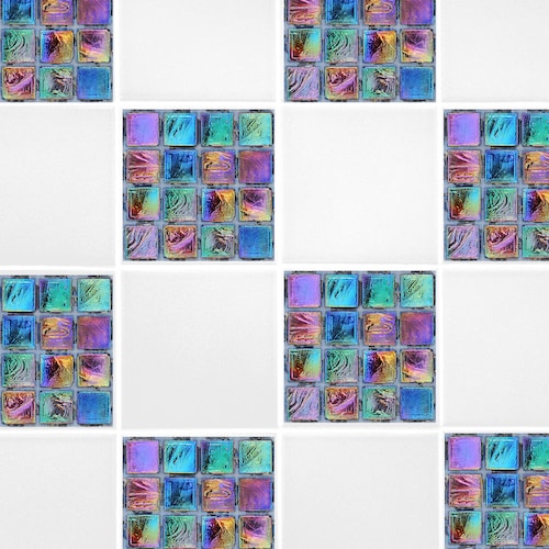 Rainbow Mosaic Tile Transfers Purple Green Blue 6 X - Etsy UK