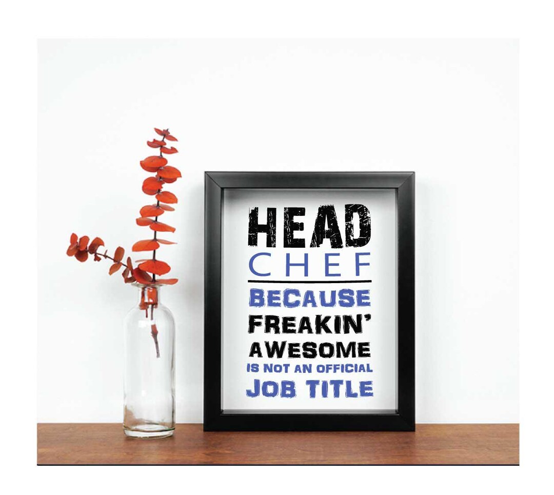 Chef Print Frame Head Chef Blue Text Frame Gift - Etsy