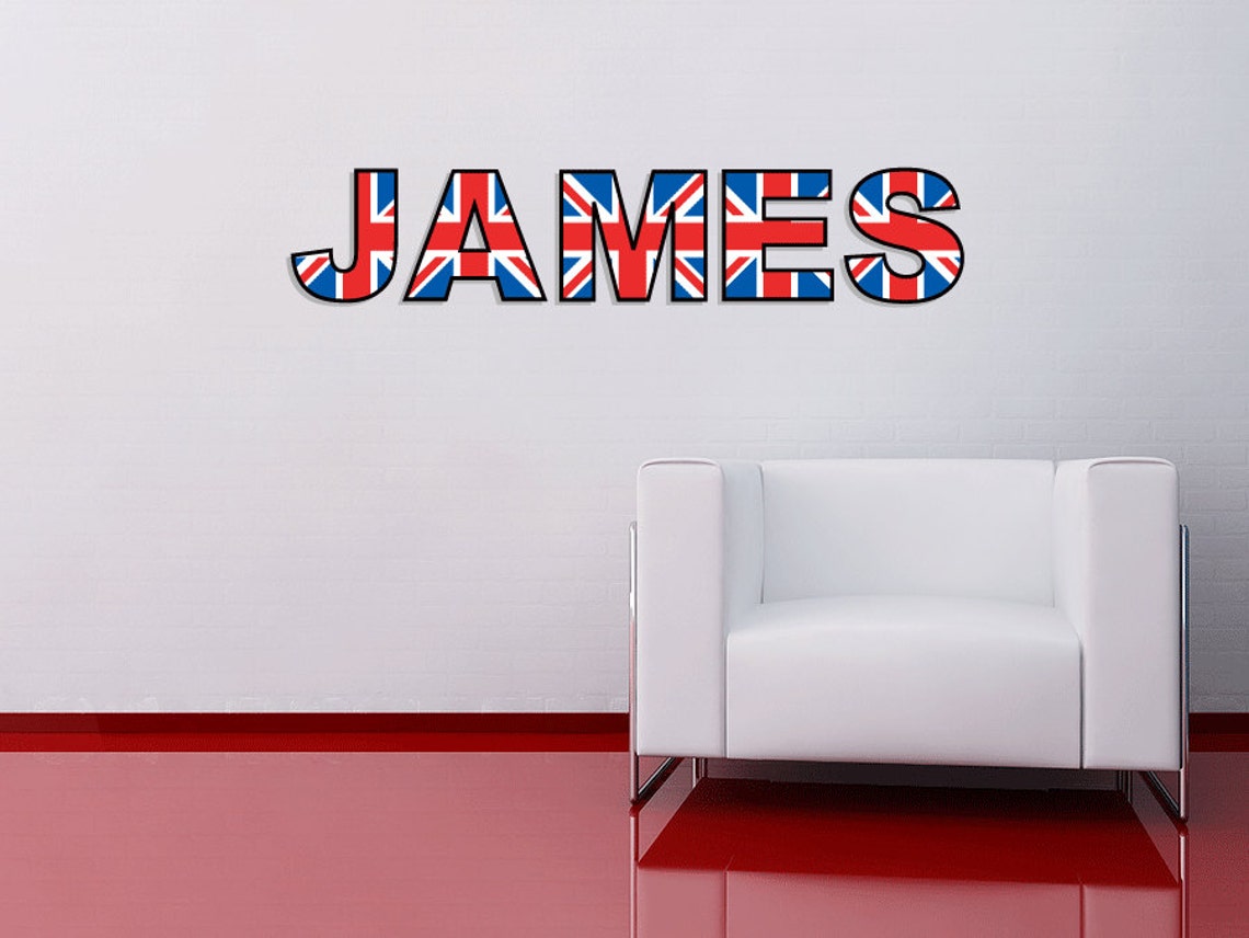 Personalised Union Jack Named Decal Kids Wall Sticker British Patriotic ...
