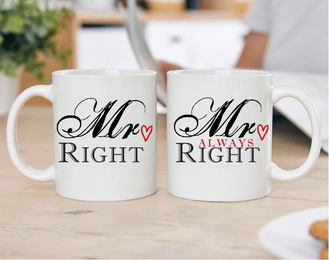 Mug Set: Mr Right Mr ALWAYS Right - Same Sex Gay Gift, Wedding & Civil ...