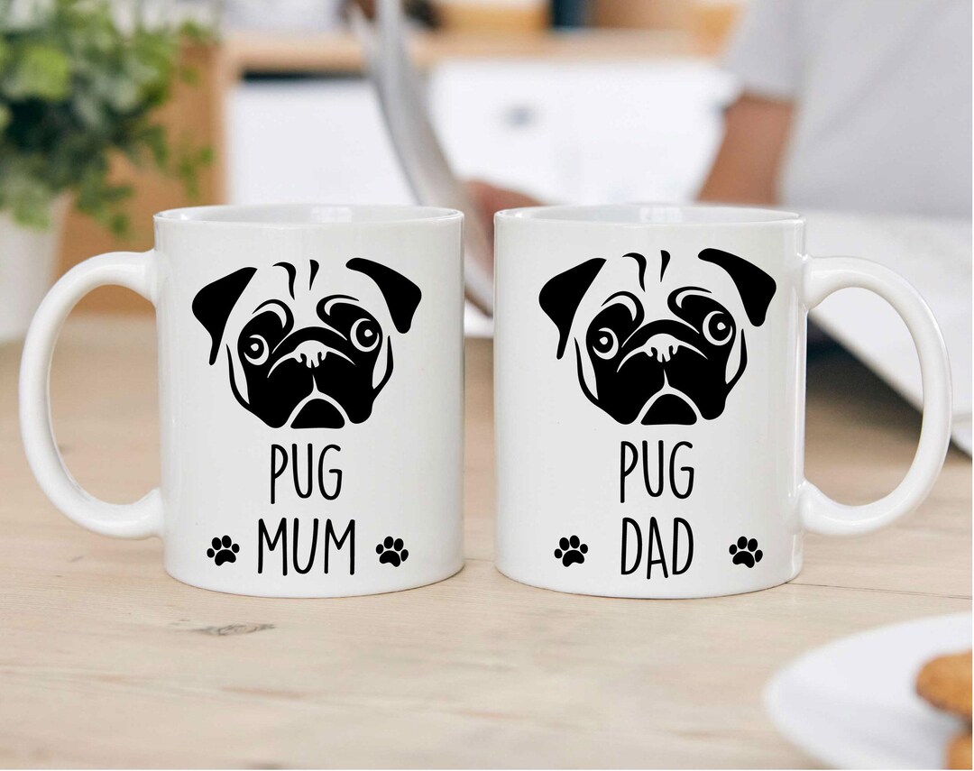 Mug Set for Pug Mum & Dad | Adorable Pet Lovers Gift for Dog Couples ...