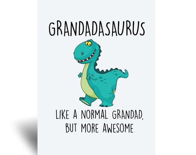 Grandad Dinosaur Card Grandadasaurus Greeting Birthday Card Fathers Day ...
