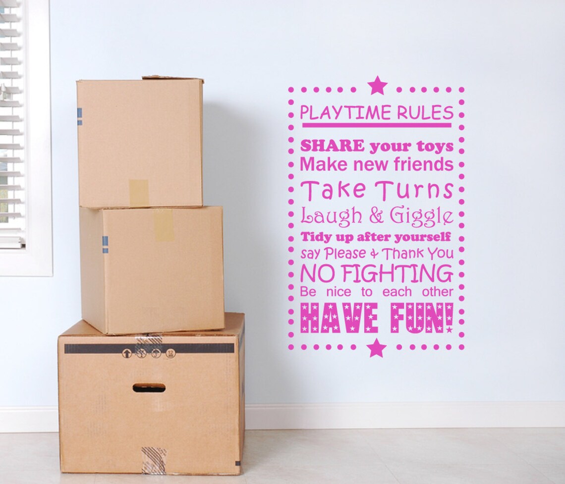 Kids Playtime Rules Wall Decal Playroom Bedroom Sticker School - Etsy