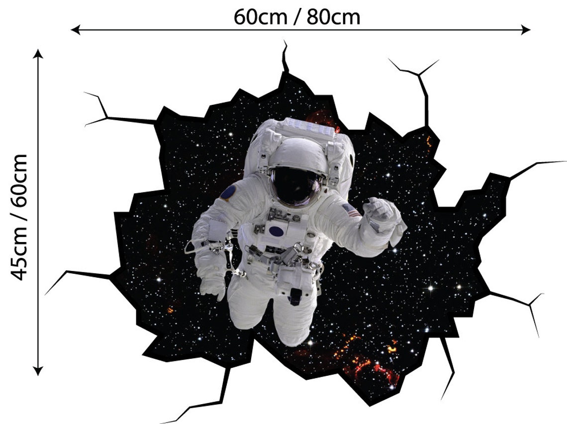 Astronaut Wall Decal Outer Space Sticker Mural Outer Space - Etsy