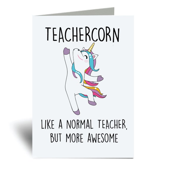 Teacher Card Teachercorn Unicorn Funny Greeting Birthday Card - Etsy