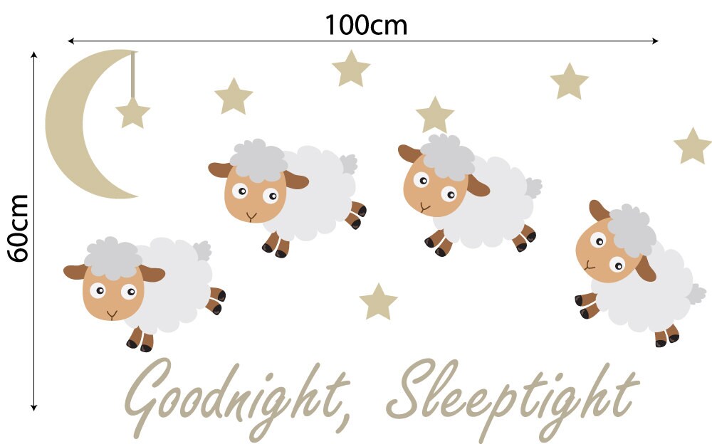 Wall Decal Nursery Goodnight Sleep Tight Counting Sheep Baby | Etsy