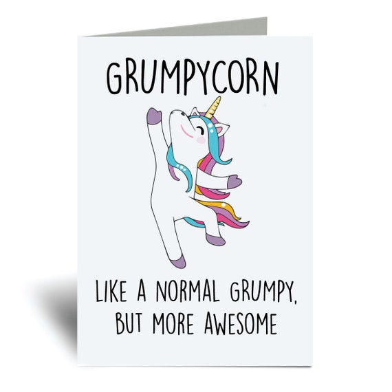 Grumpy Card Grumpycorn Unicorn Greeting Birthday Card Fathers | Etsy
