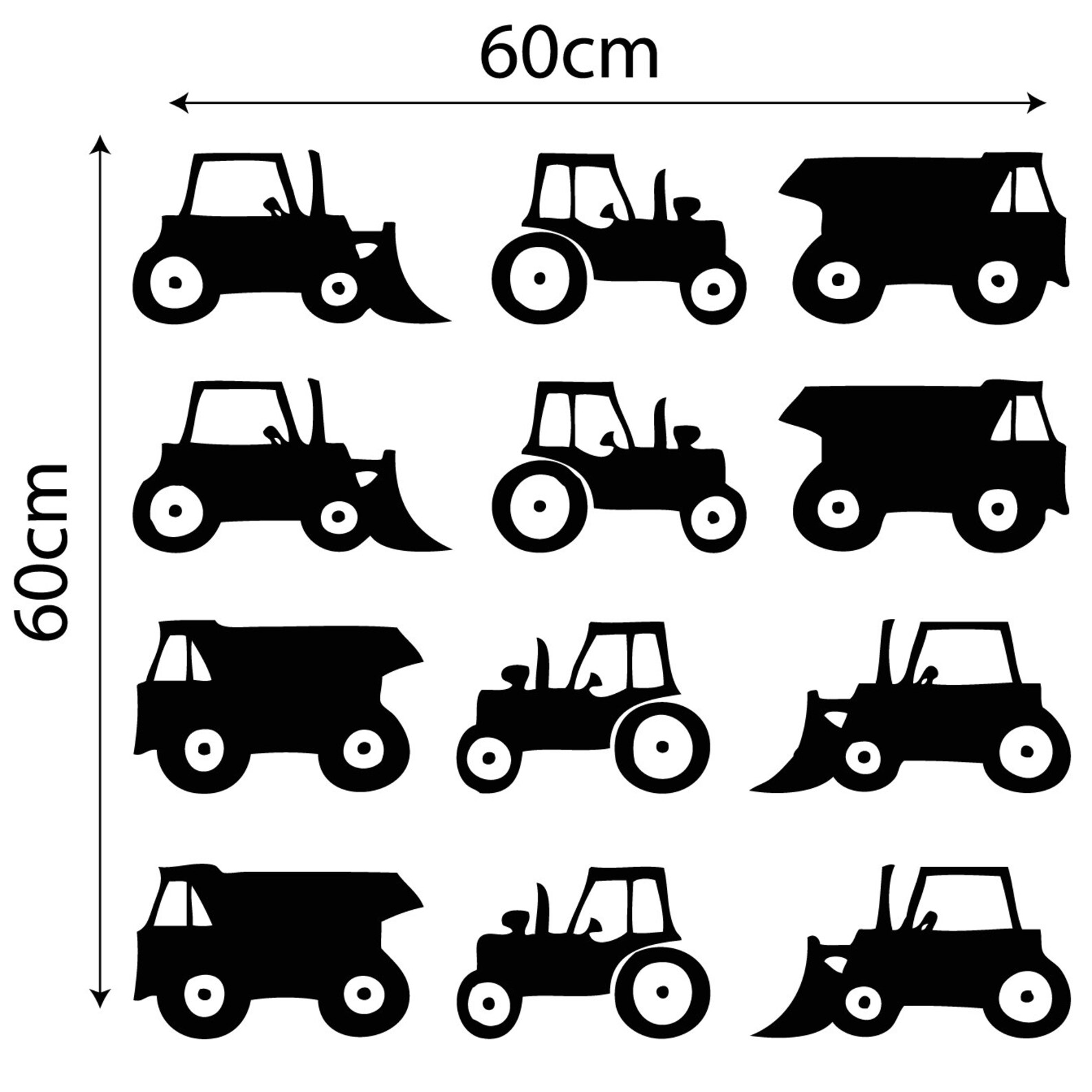 Set of 12 Construction Vehicles Wall Decal Sticker Boys | Etsy