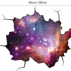 Galaxy Wall Decal Outer Space Sticker Mural Outer Space Cracked Wall ...