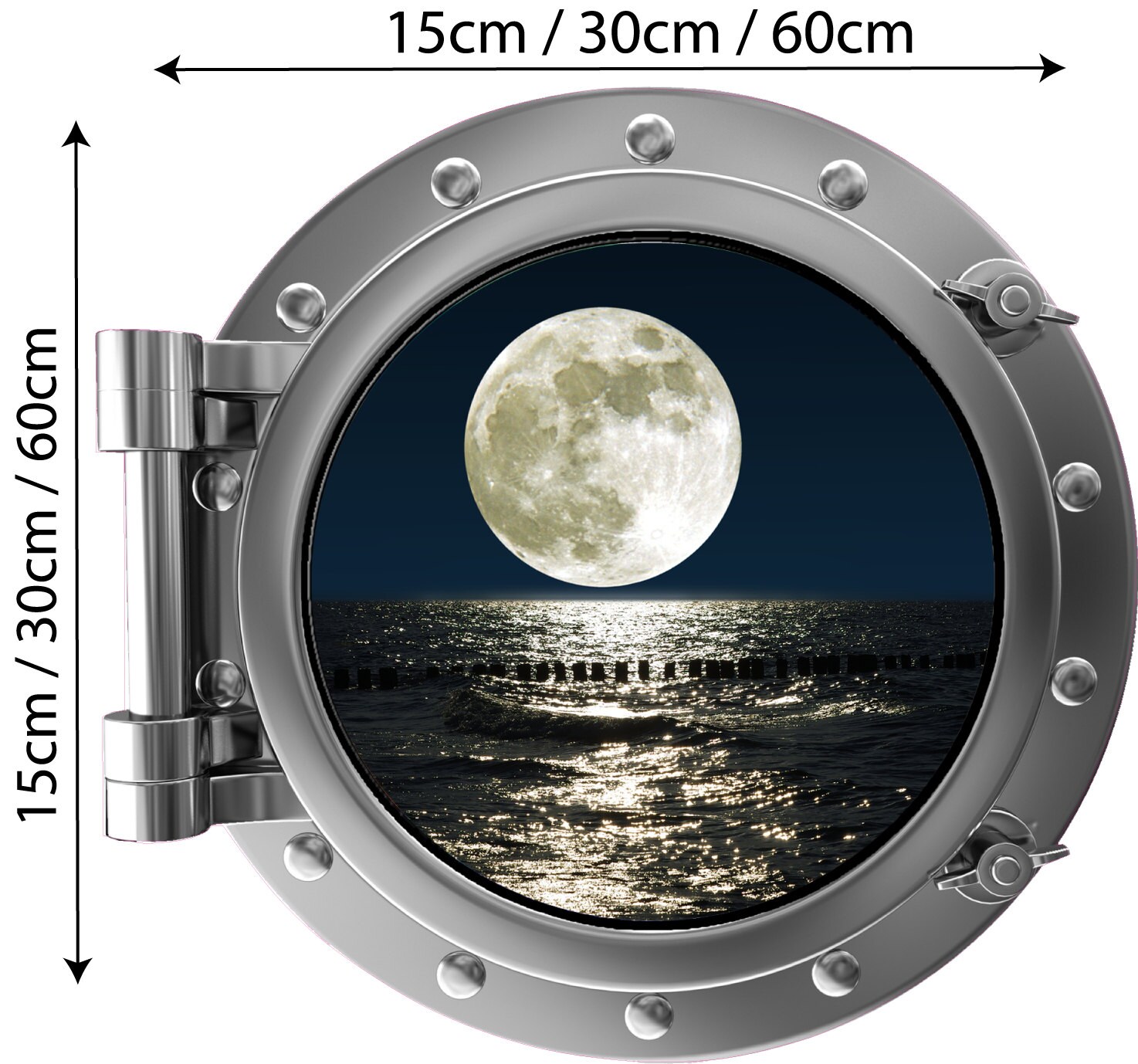 Wall Decal Moon and Sea Silver Porthole Wall Sticker Sky at Night - Etsy