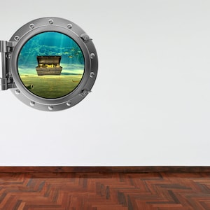 Wall Decal Treasure Chest Silver Porthole Full Colour Wall Sticker ...