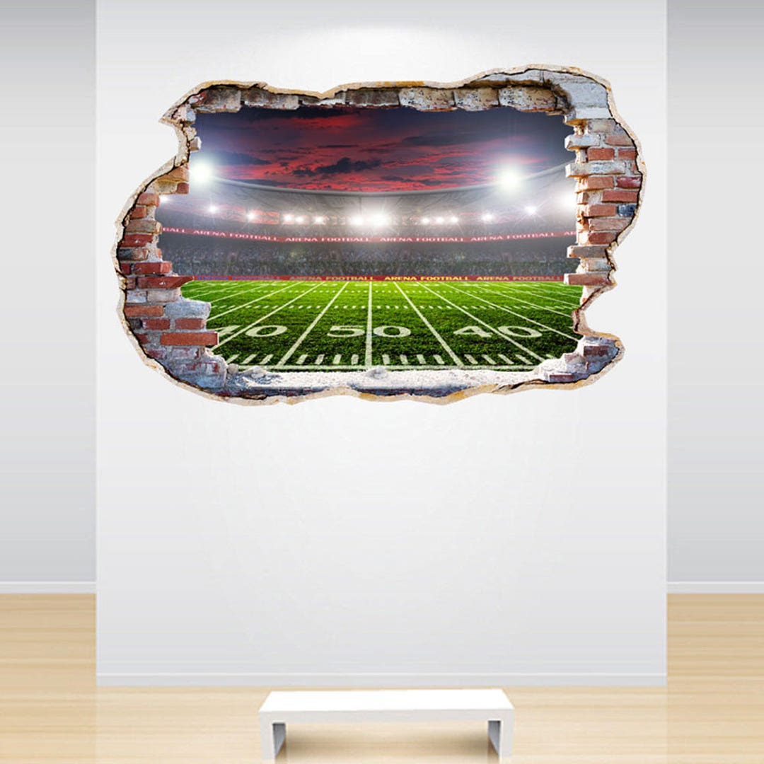 Football Stadium Wall Decal Football Soccer Smashed Wall 3D Effect ...