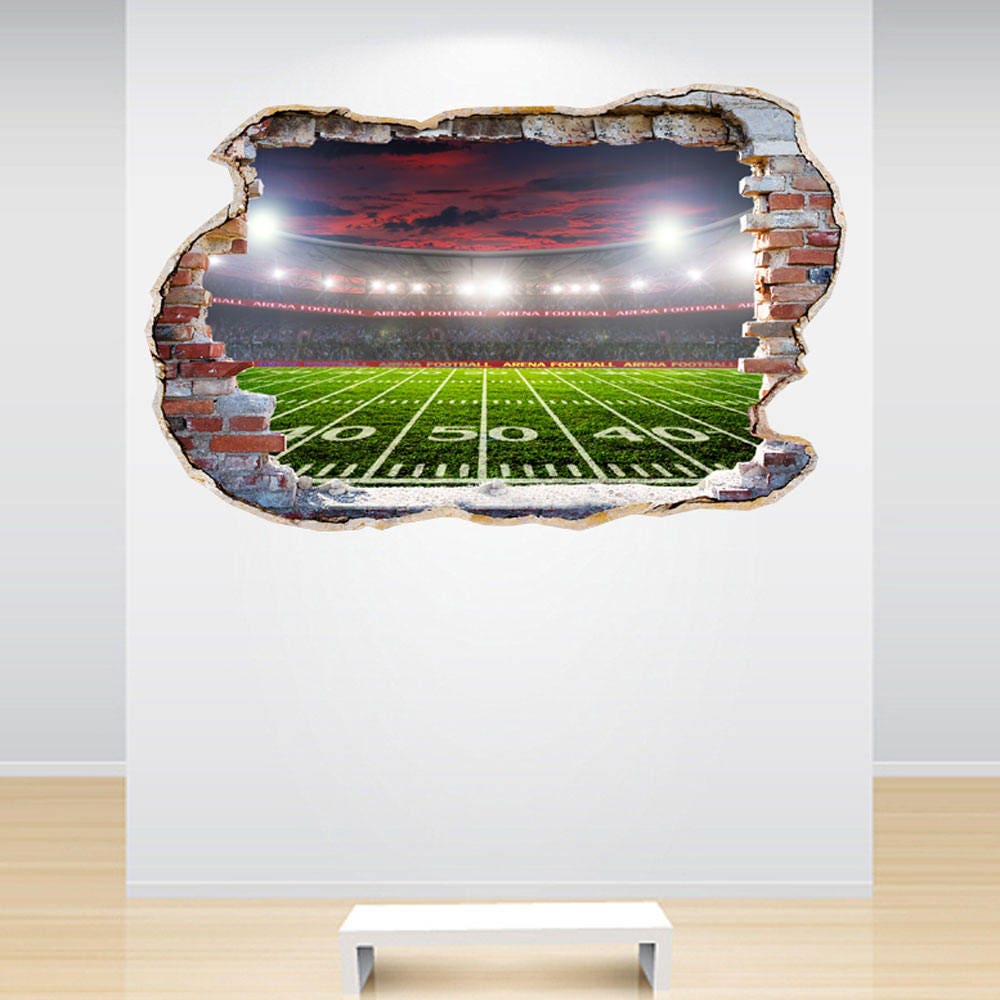 Football Stadium Wall Decal Football Soccer Smashed Wall 3D | Etsy