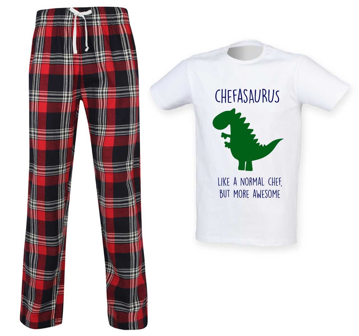 Chef Dinosaur Tartan Pajamas Chefasaurus Pj's Pyjamas - Etsy