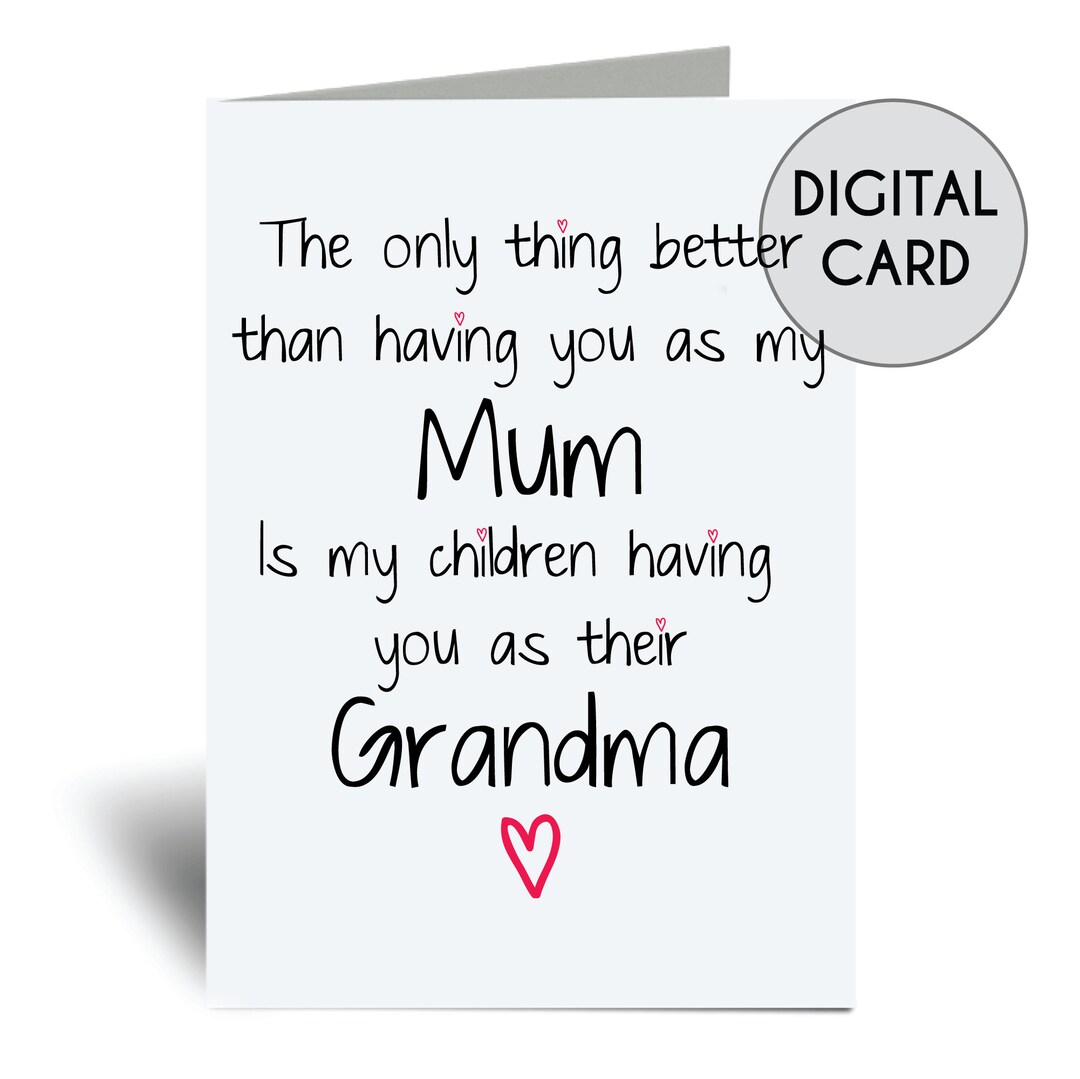 Printable Mum Grandma Children Card Digital Download Greeting Birthday ...
