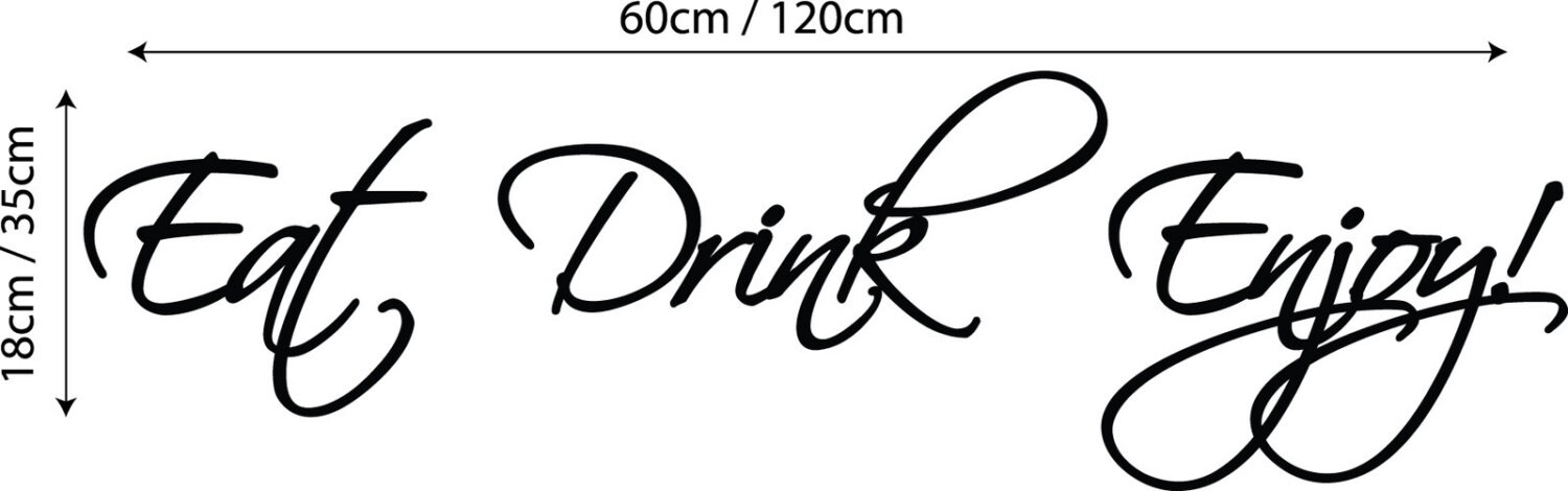 Eat Drink Enjoy Wall Decal Kitchen Wall Sticker Words Dining Room Diner ...