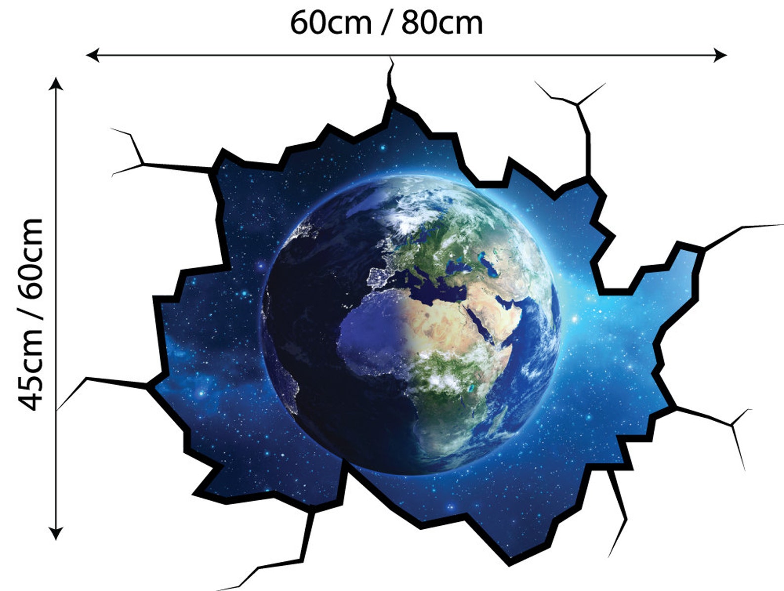 Planet Earth Wall Decal Outer Space Sticker Mural Outer Space | Etsy